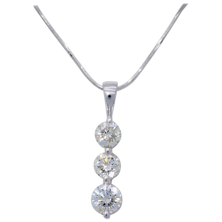 Three-Stone Past Present Future 1.00 Carat Diamond Drop Necklace at ...