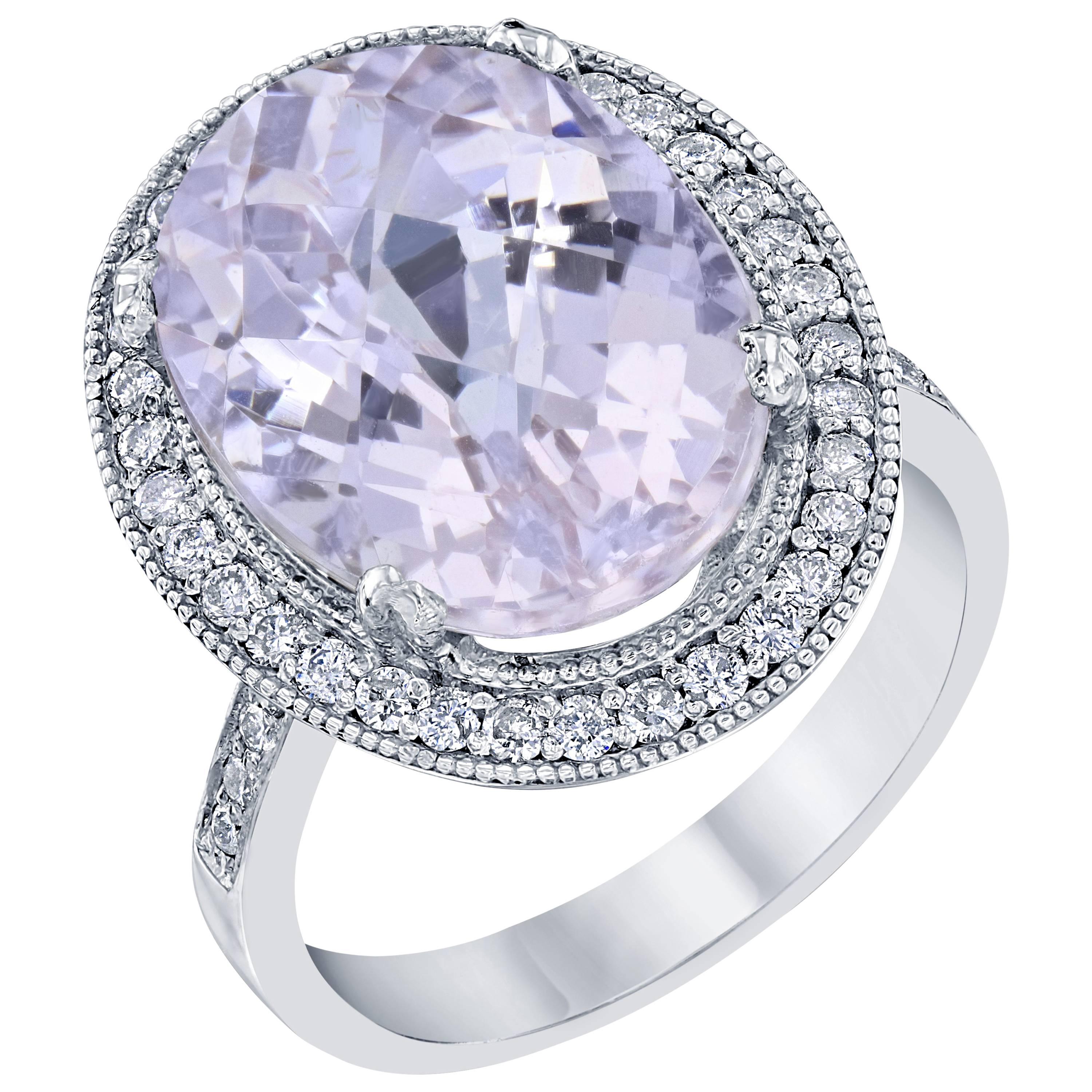 Kunzite Rose Gold Cocktail Ring at 1stDibs