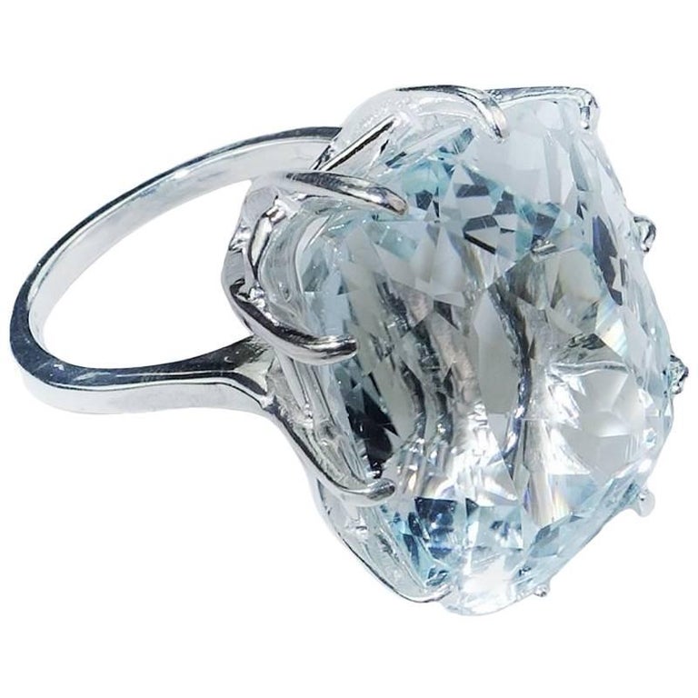 38 Carat Natural Blue Topaz in Sterling Silver Ring at 1stDibs