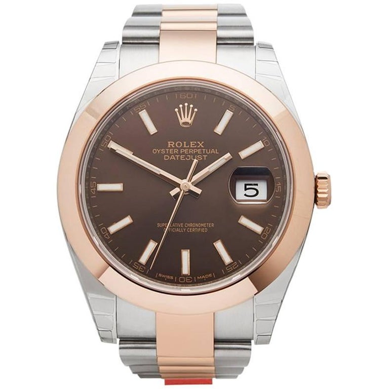 Rolex Rose Gold Stainless Steel Datejust Chocolate Dial Automatic ...