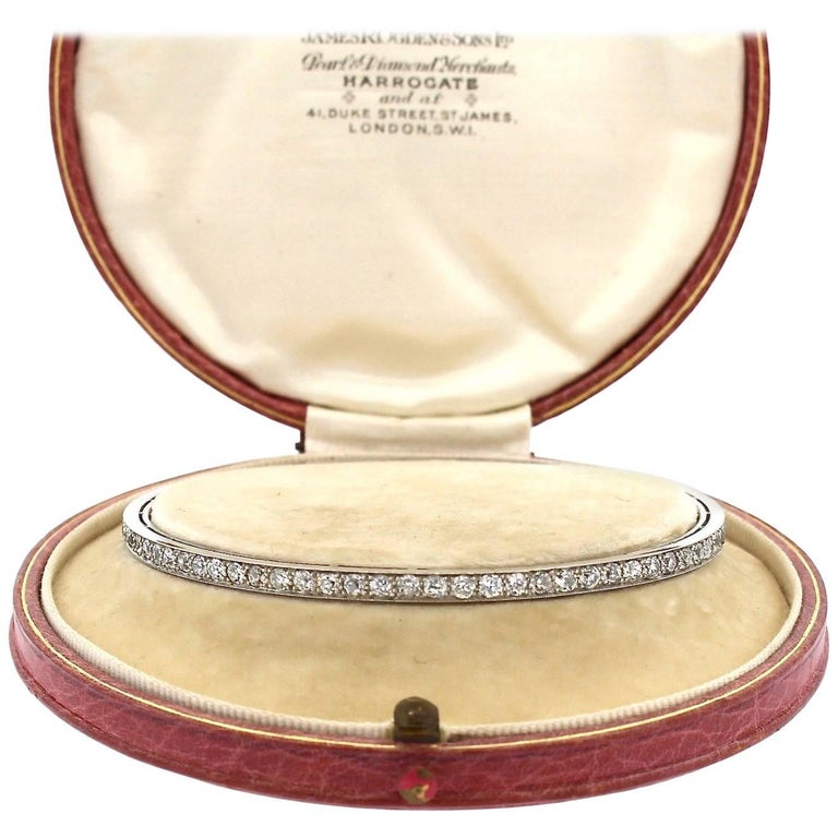 Antique Art Deco Diamond Platinum Bangle Bracelet at 1stDibs