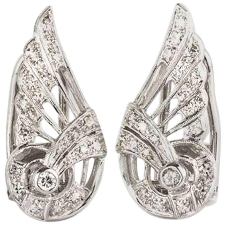 Wing Shaped Diamond Earrings For Sale at 1stDibs | wing shaped earrings