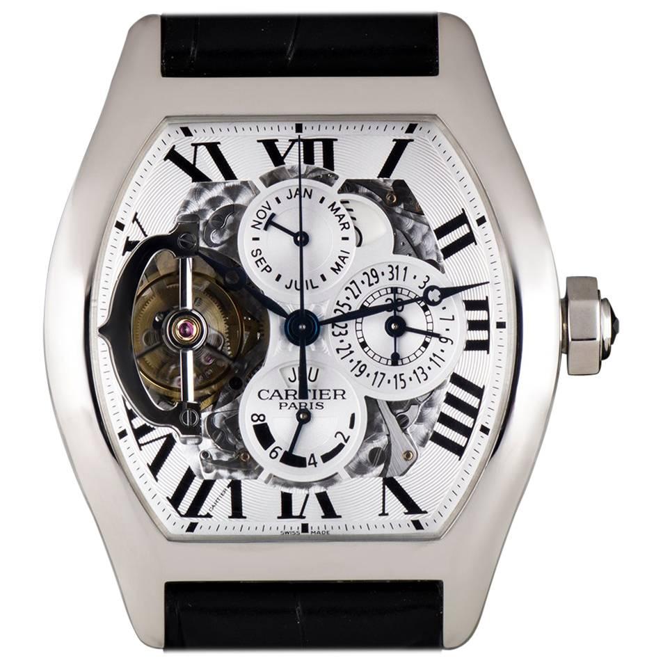 Cartier Rose Gold Unique Diamond Set Tourbillon Skeleton Wristwatch For ...