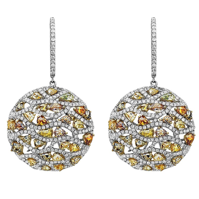 Emilio Jewelry Fancy Colored Diamond Earrings For Sale at 1stDibs