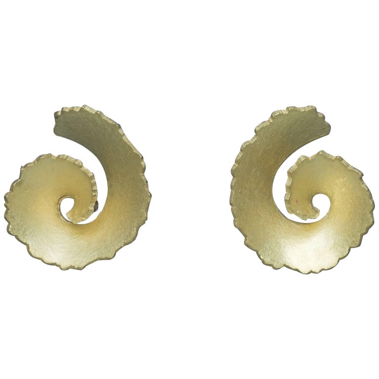 Annabel Eley Yellow Gold Spiral Earrings at 1stDibs