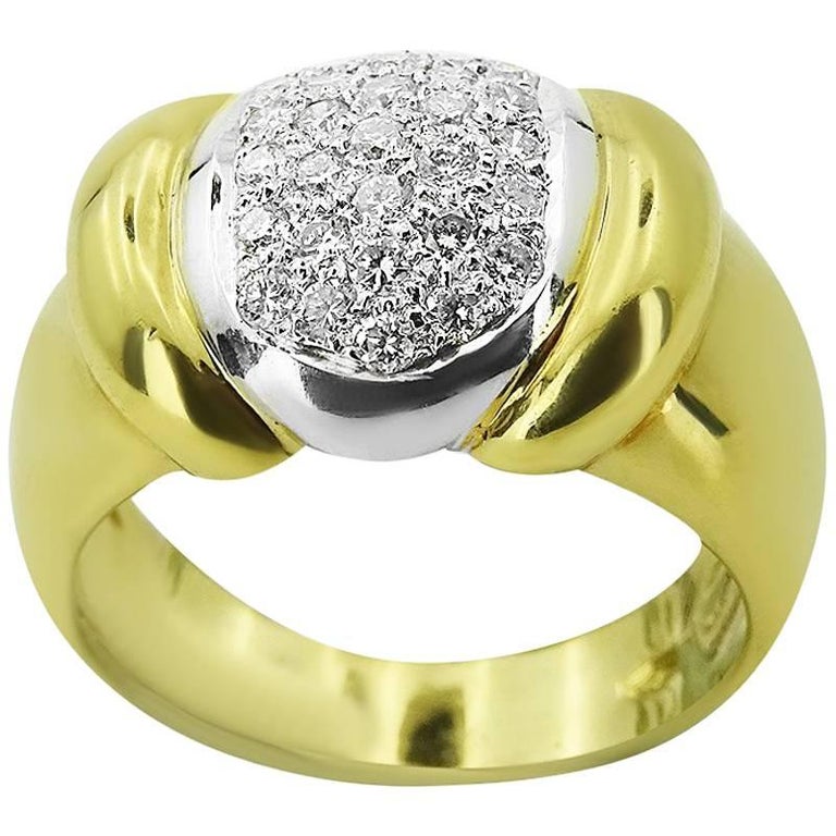 Yellow Gold Chunky with Brilliant Cut 0.55 ct Diamonds Ring For Sale at ...
