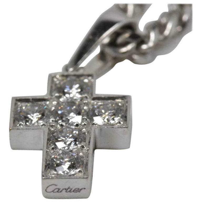 Cartier Diamond Cross Necklace at 1stDibs