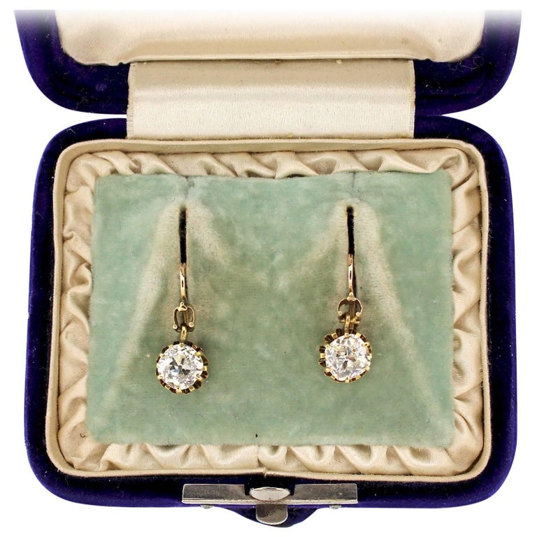 Victorian Diamond Drop Earrings with Original Antique Coach Covers at ...