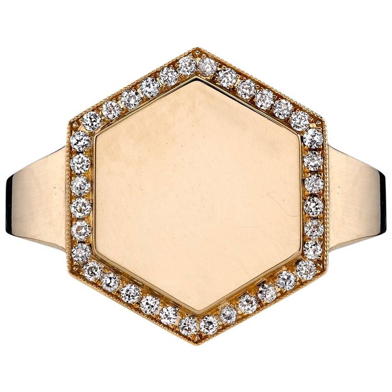 Handcrafted Zoe Old European Cut Diamond Signet Ring by Single Stone ...