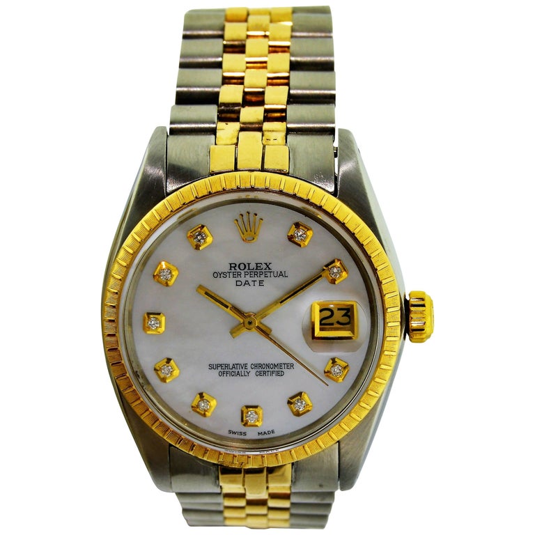 Rolex Yellow Gold Stainless Steel Date Perpetual Wind Watch, 1968 For ...