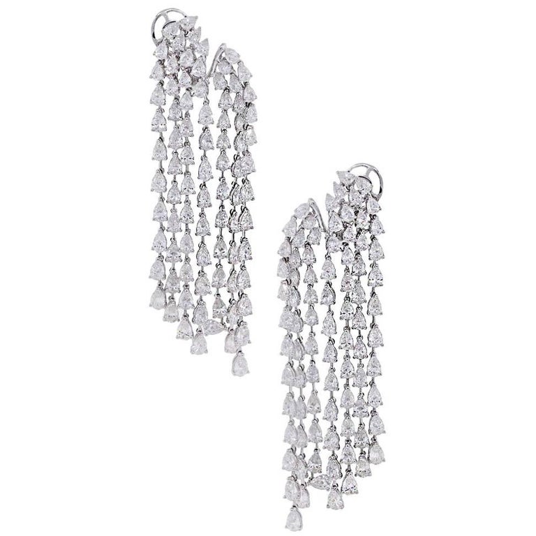 Pear Shape Diamond Multi Drop Earrings at 1stDibs