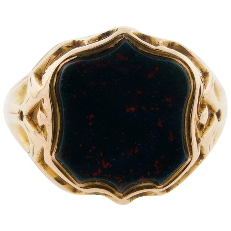 Victorian Shield Shape Bloodstone Ring For Sale at 1stDibs