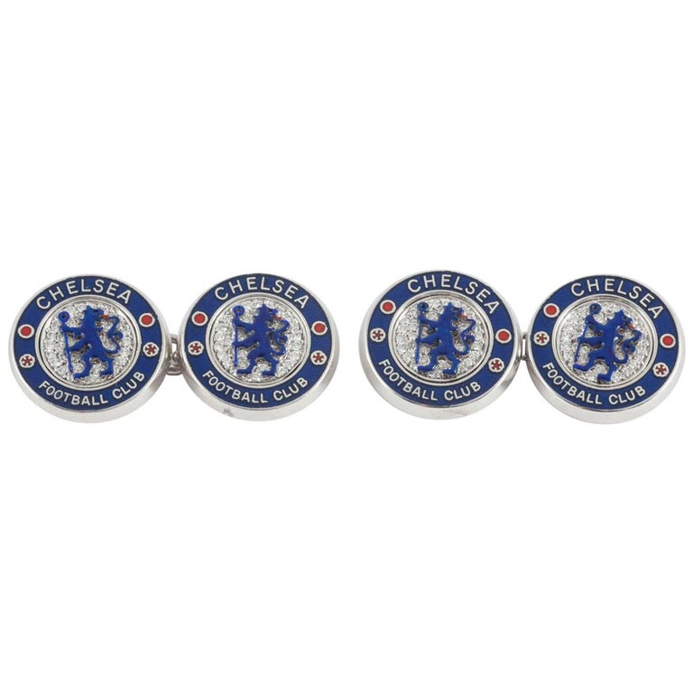 Chelsea Football Club Cufflinks in 18 Carat Gold, Diamonds and Enamel ...