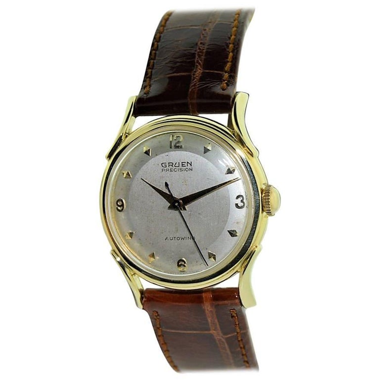 Gruen Watch Co. White Gold Original Diamond Dial Wristwatch at 1stdibs