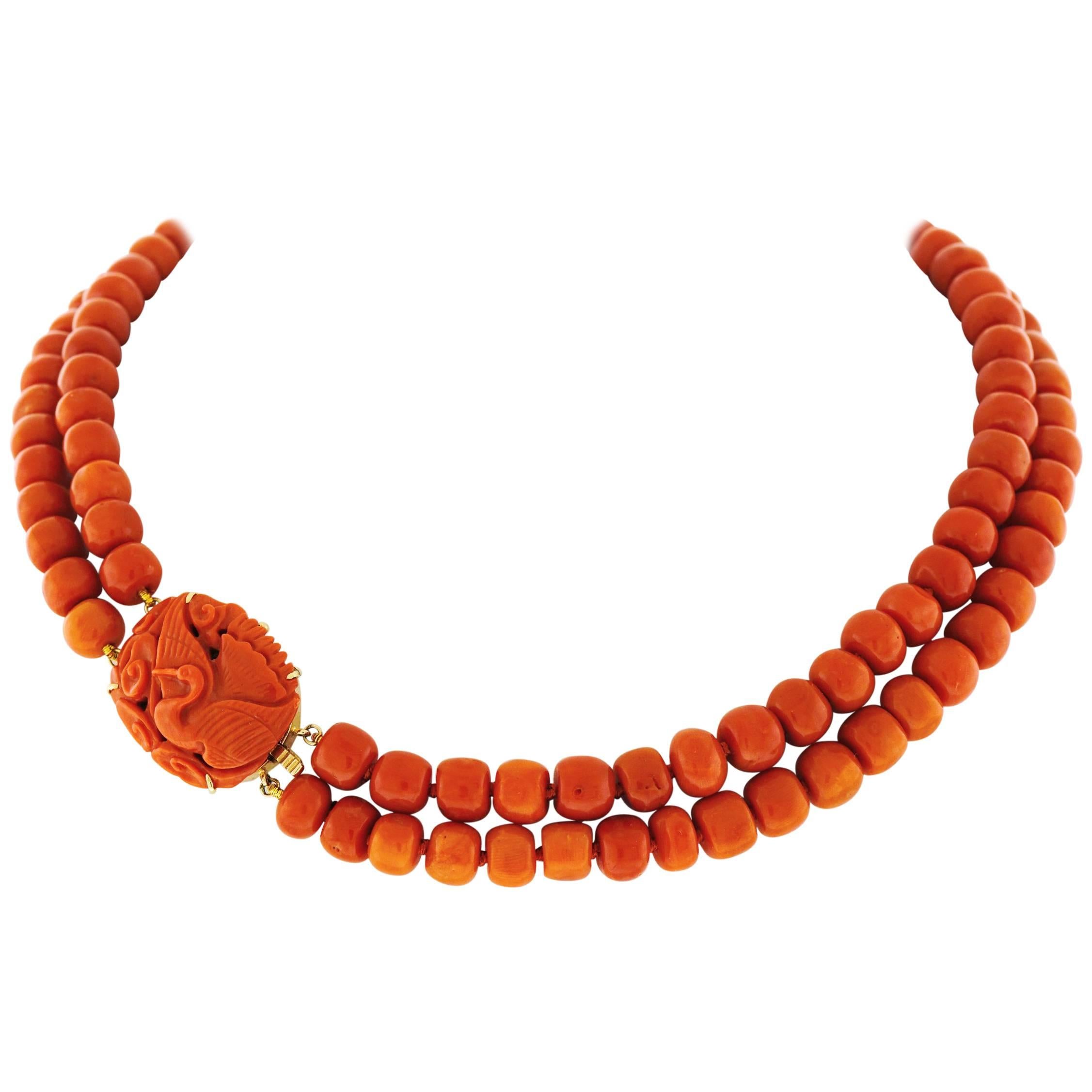 Natural Coral Necklace at 1stDibs