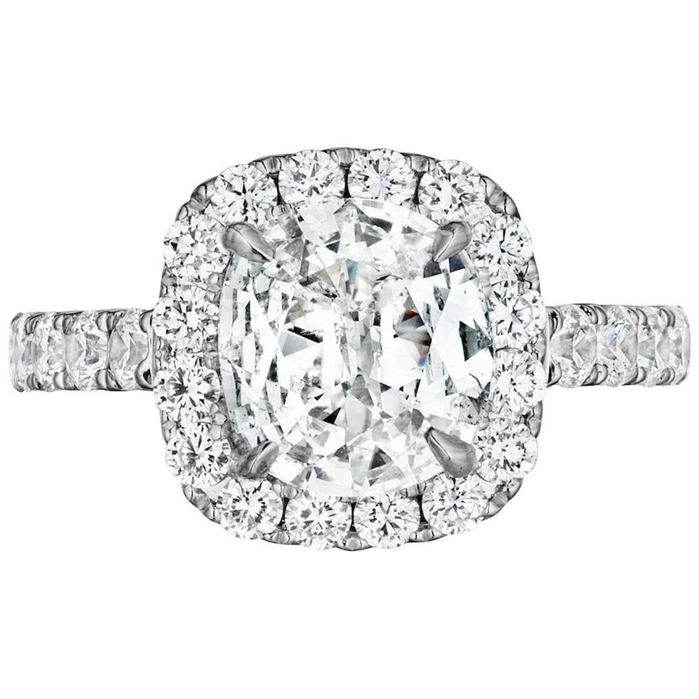 Mark Broumand 3.21 Carat Cushion Cut Diamond Engagement Ring For Sale ...