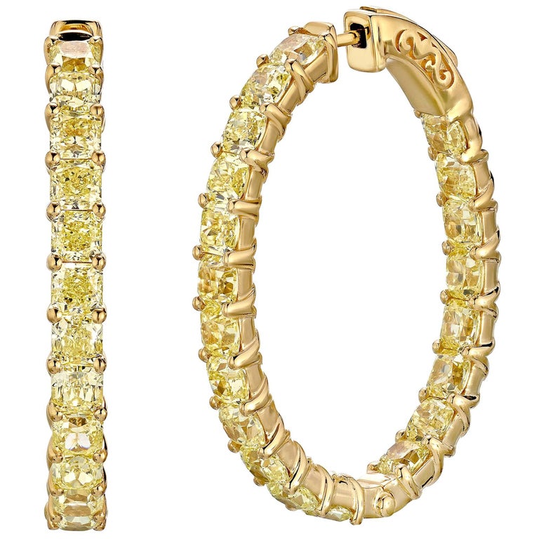 12.50 Carat Fancy Intense Diamond Hoops at 1stDibs