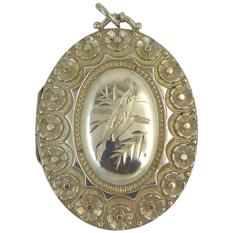 Victorian Silver Locket Hallmarked Birmingham, 1884 at 1stDibs