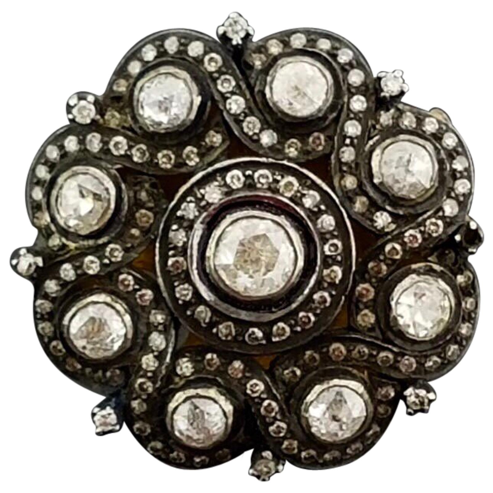 24 Karat Gold-Plated, Diamond and Silver Cocktail Ring For Sale at ...