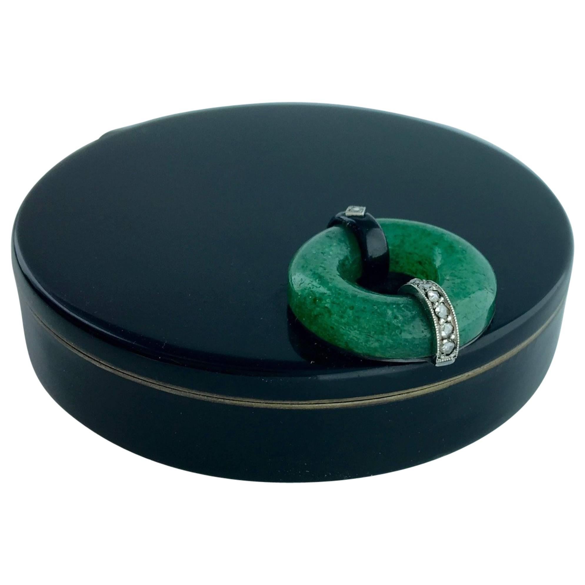 Cartier Paris 1920s Diamond Black Lacquer Powder Box at 1stDibs