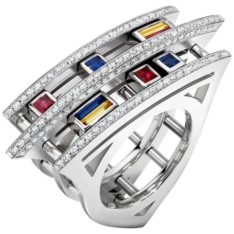 Luke Rose Platinum and Diamond Award Winning Cocktail Ring For Sale at ...
