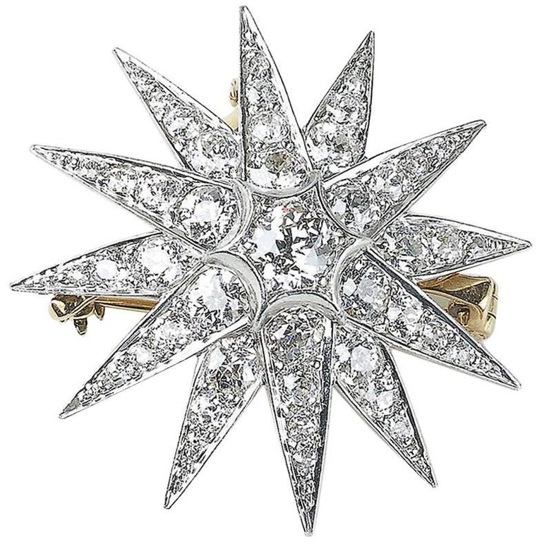 Antique Diamond Star Brooch at 1stDibs