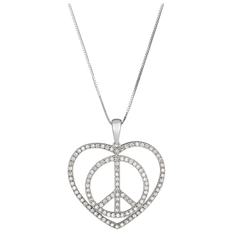 Love and Peace Diamond Necklace at 1stDibs | peace diamond necklaces