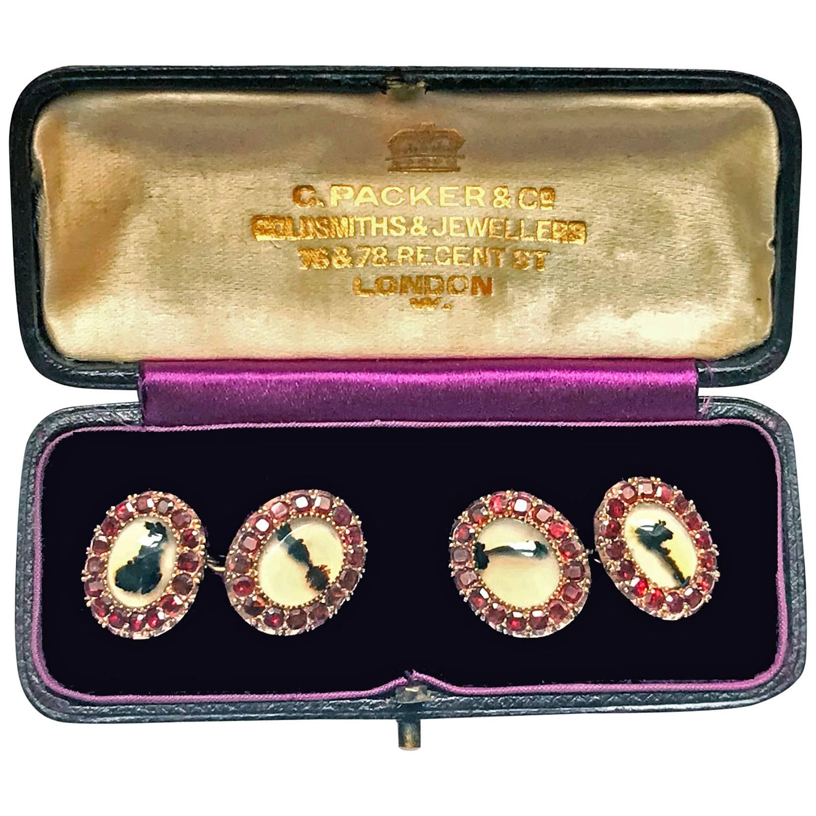 Pair of Georgian Ruby Moss Agate Cufflinks in Gold, English, circa 1800 ...