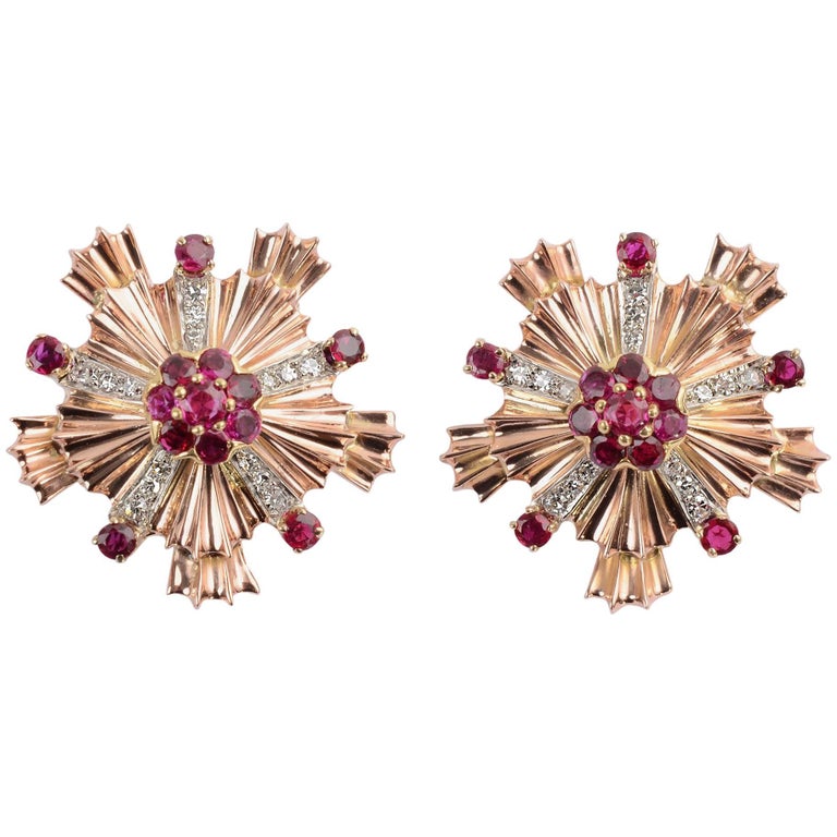 Tiffany and Co. Retro Ruby Diamond Starburst Earrings at 1stDibs ...