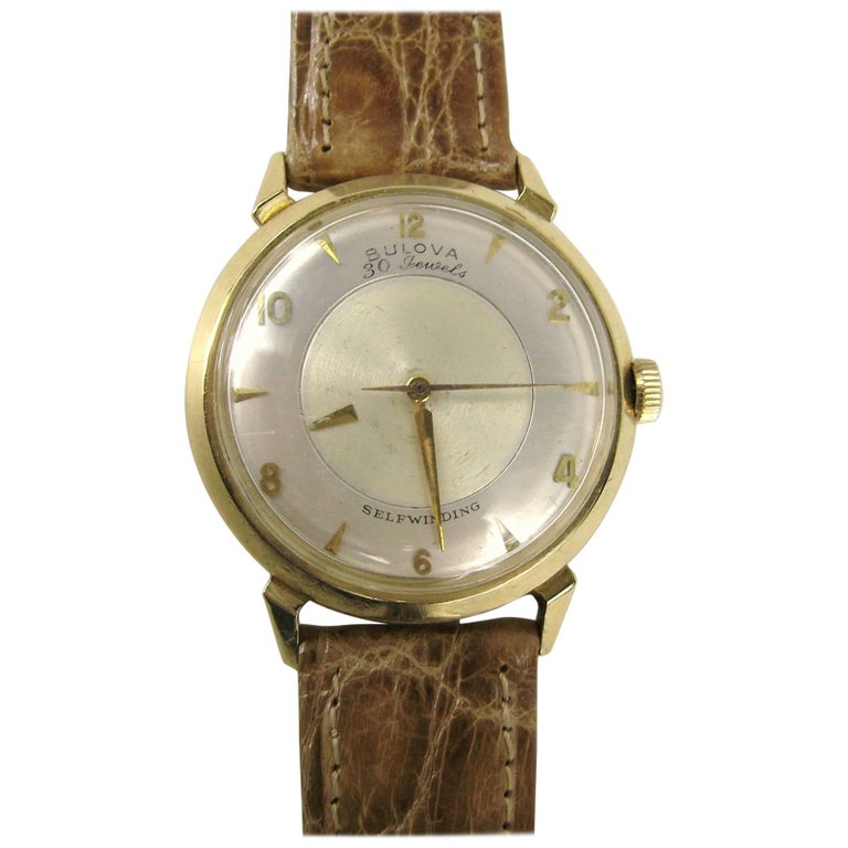 Bulova Yellow Gold Self Winding Automatic Wristwatch at 1stdibs