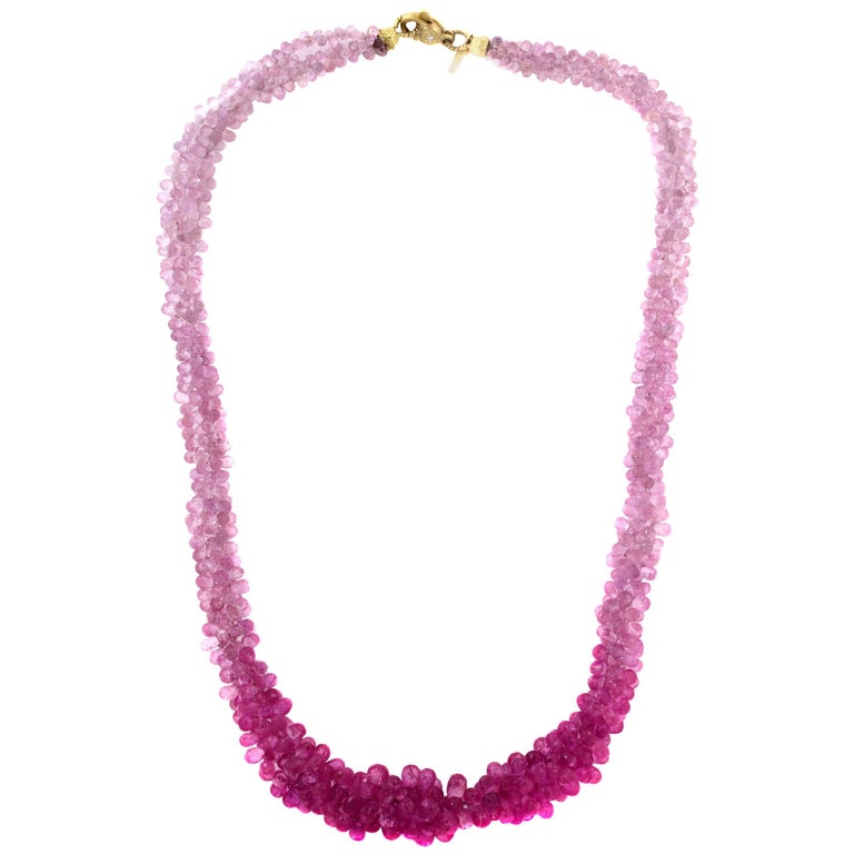 Shaded Pink Sapphire Beads Necklace For Sale at 1stDibs | pink sapphire ...