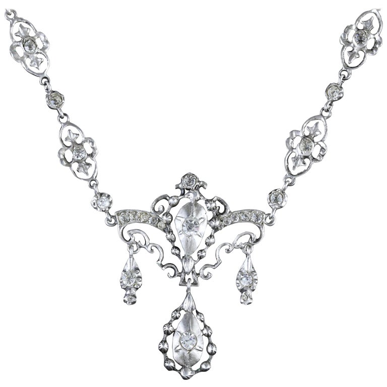 Antique Sterling Silver Victorian Paste Necklace, circa 1900 For Sale ...