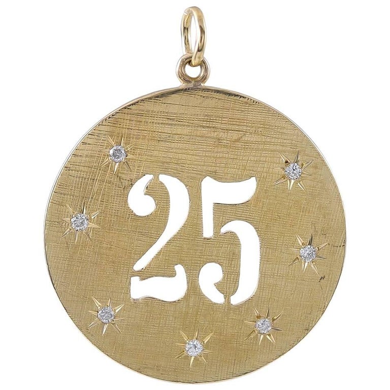 Gold and Diamond 25 Charm For Sale at 1stDibs