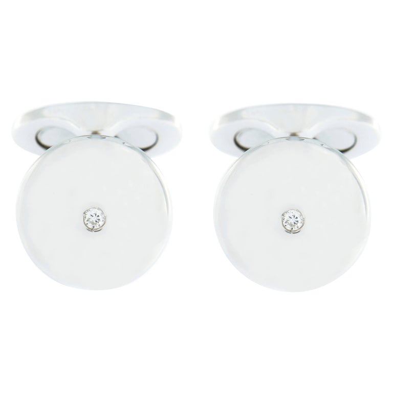 Alex Jona Sterling Silver Diamond Cufflinks For Sale at 1stDibs