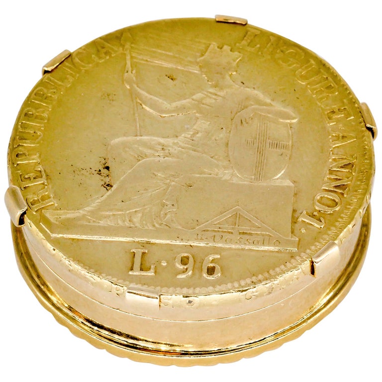 Bulgari Small Yellow Gold Antique Italian Lira Coin Pill Box at 1stDibs ...