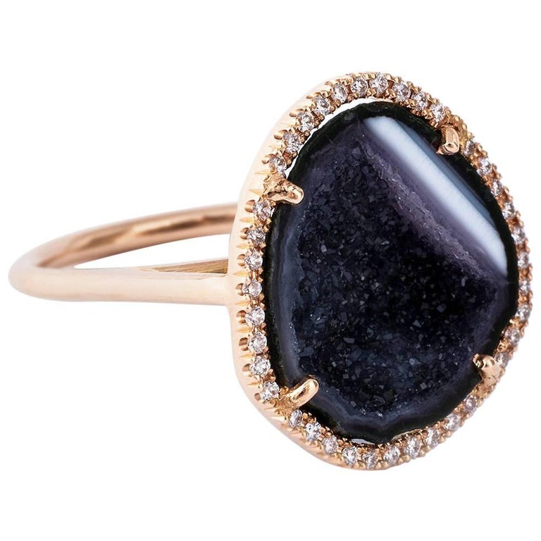 Karolin Agate Geode White Diamond Ring Rose Gold at 1stDibs | geode ...