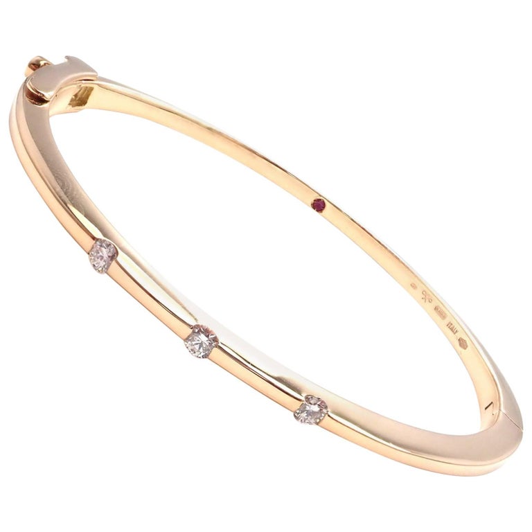 Roberto Coin Classica Parisienne Diamond Yellow Gold Bangle Bracelet at ...