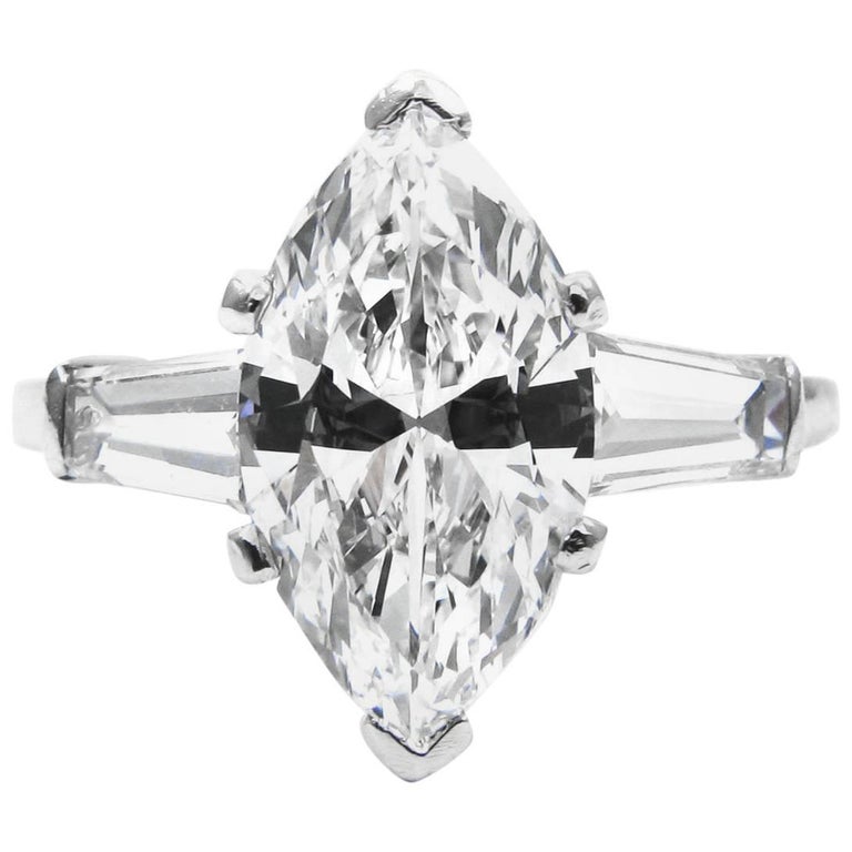Van Cleef and Arpels 1.75 Carat Marquise Cut D IF Diamond Platinum Ring ...