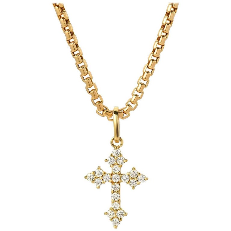 14 Karat Yellow Gold and White Diamond Medieval St. Thomas Cross For ...