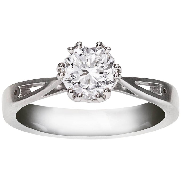 GIA Certified 1.12 Carat Round Cut Diamond Solitaire Engagement Ring ...