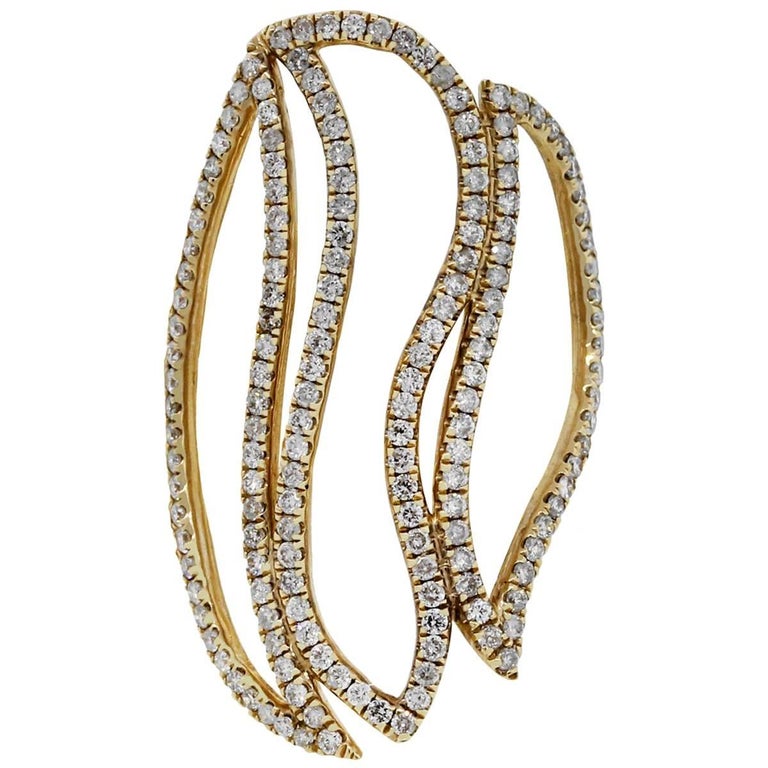 Diamond Wavy Cocktail Ring at 1stDibs