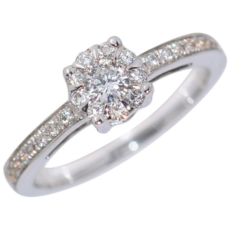 Diamond White Gold Platinum Engagement Ring at 1stDibs