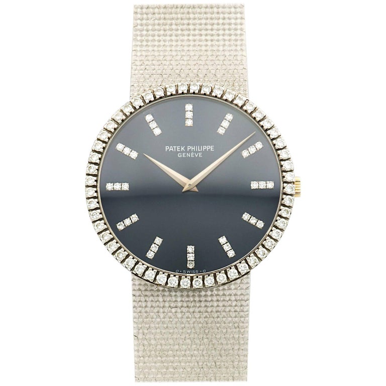 Patek Philippe White Gold Diamond Wristwatch Ref 3588, Circa 1970s For ...