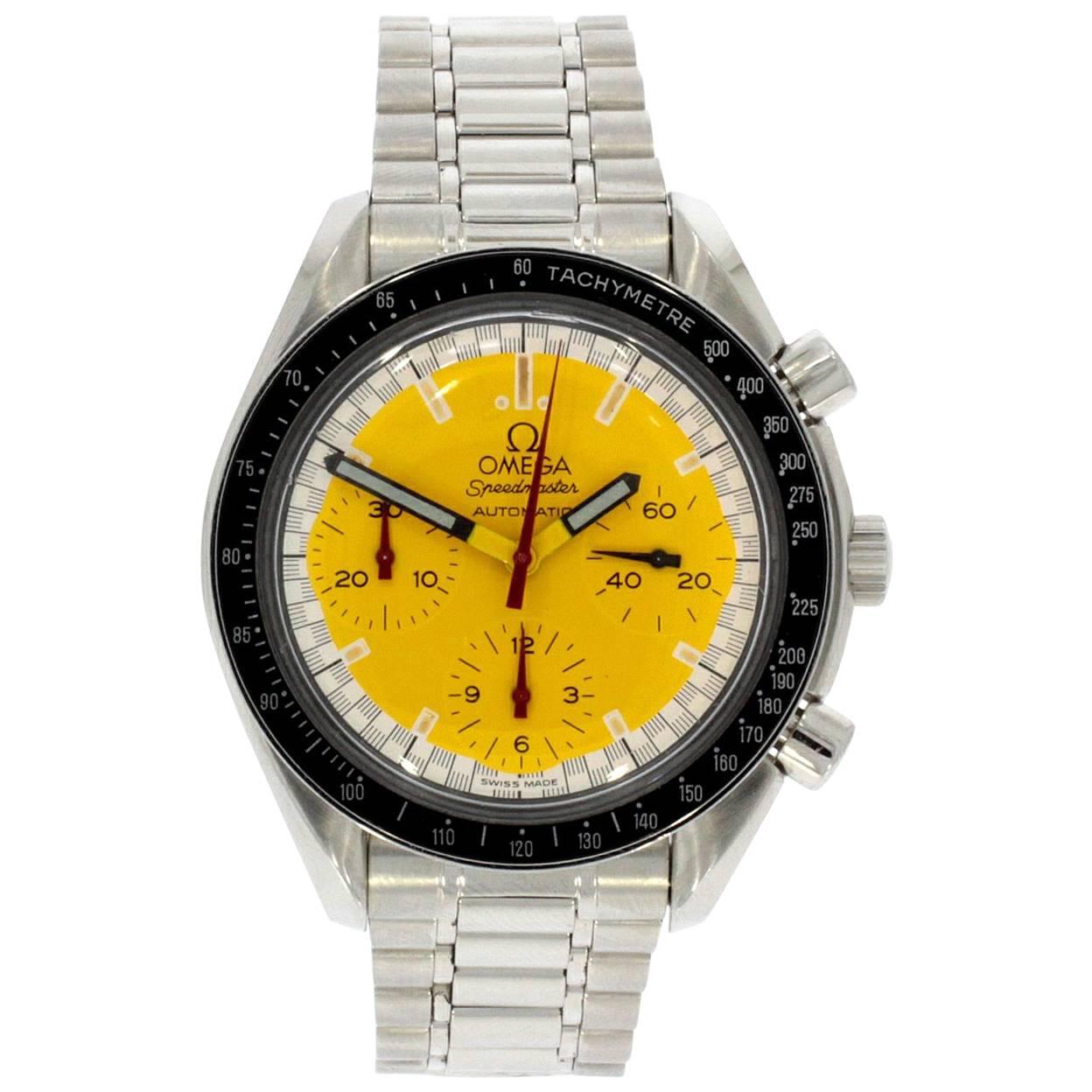 Omega Stainless Steel Speedmaster "Schumacher" Yellow Dial Wristwatch ...