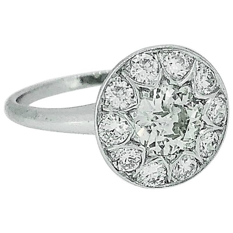 .80 Carat Diamond White Gold Halo Antique Engagement Ring at 1stDibs ...