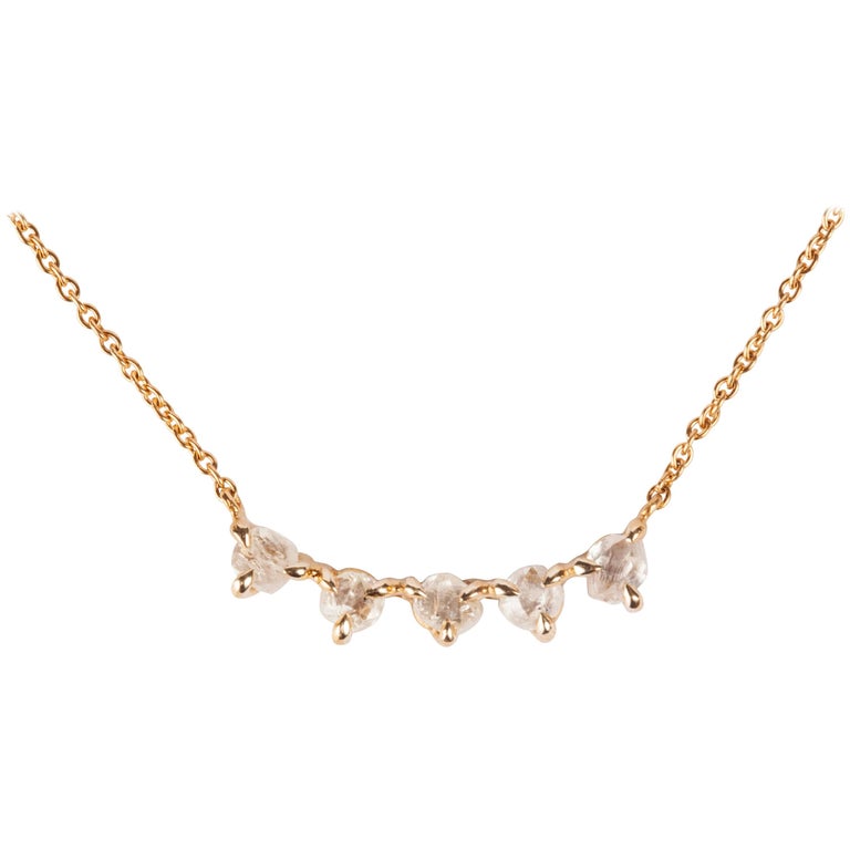 1.17 Carat Rough White Diamonds Gold Chain Necklace For Sale at 1stDibs