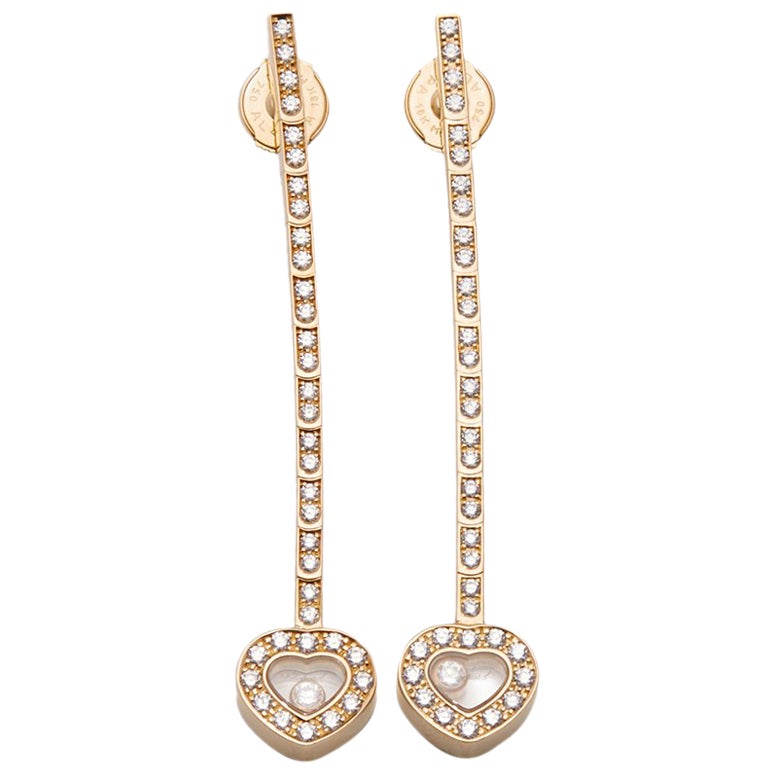 Chopard Happy Diamond Gold Earrings For Sale at 1stDibs