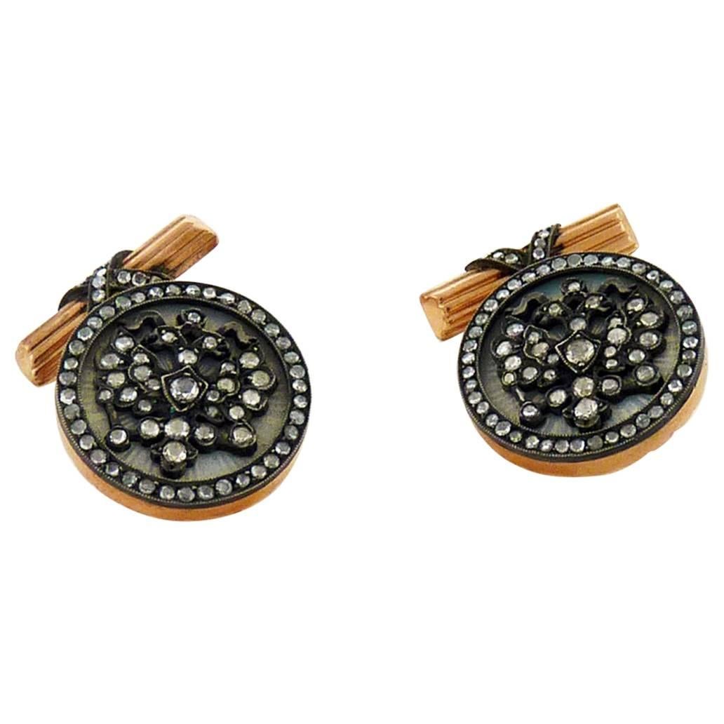 FABERGÉ Imperial Presentation Enamel Diamond Cufflinks at 1stDibs