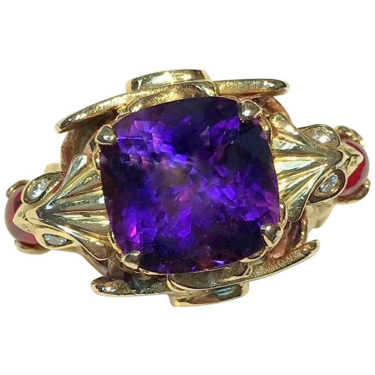 8 Carat Purple Amethyst Phoenix Rising Ring For Sale at 1stDibs ...