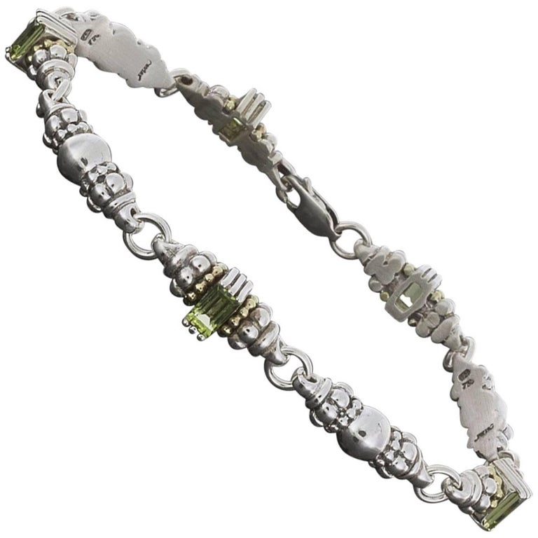 Lagos Peridot Sterling Silver and 18 Karat Yellow Gold Vintage Bracelet ...